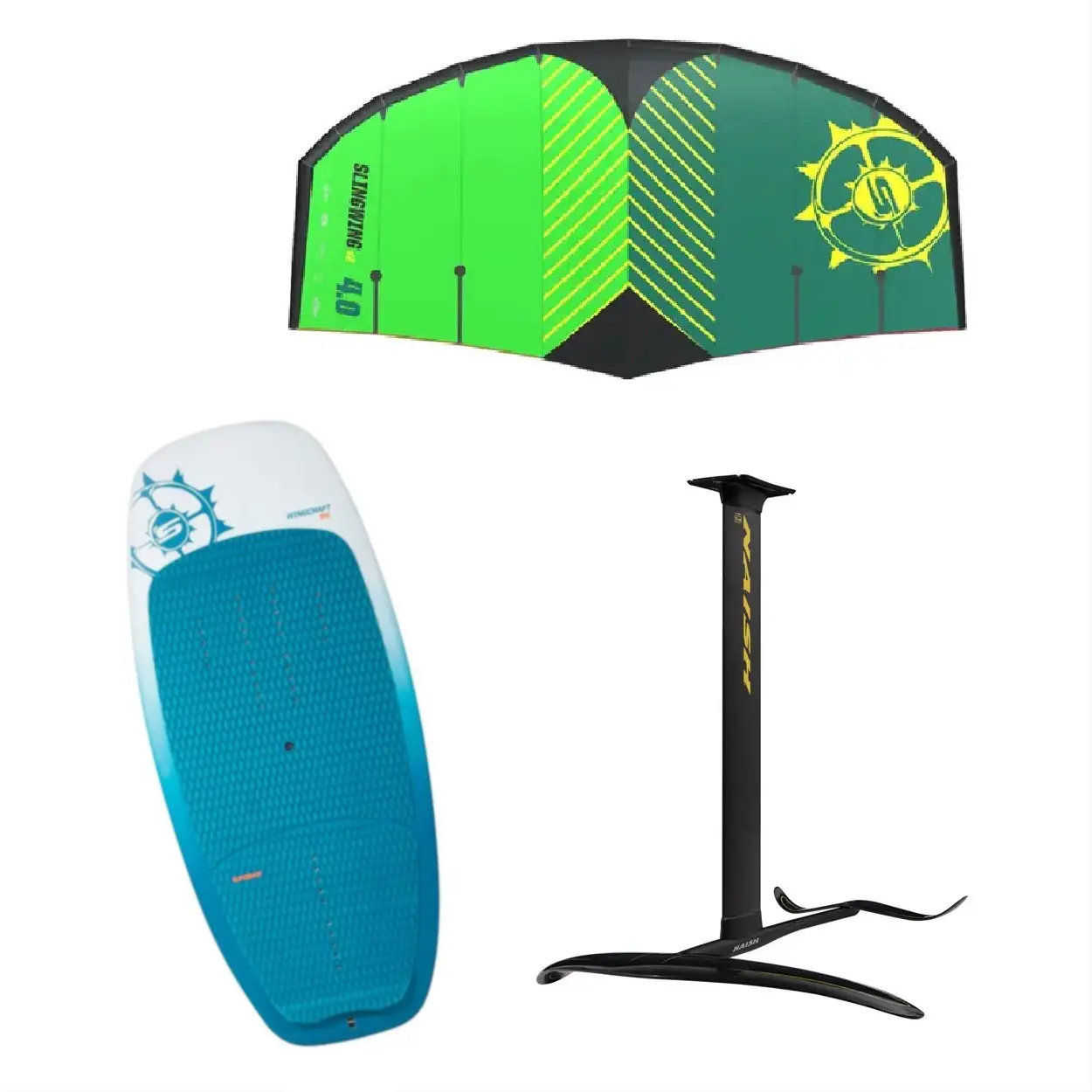 Pack wing foil board et aile Slingshot et foil Naish chez zephcontrol ...